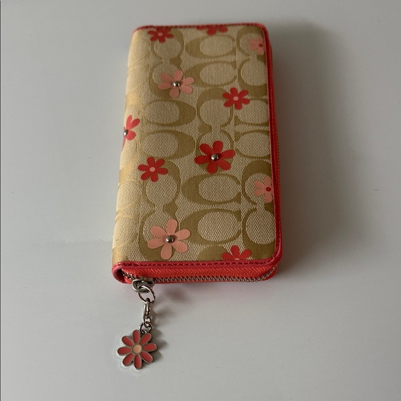 Coach | Bags | Coach Beige And Pink Floral Pattern Wallet | Poshmark